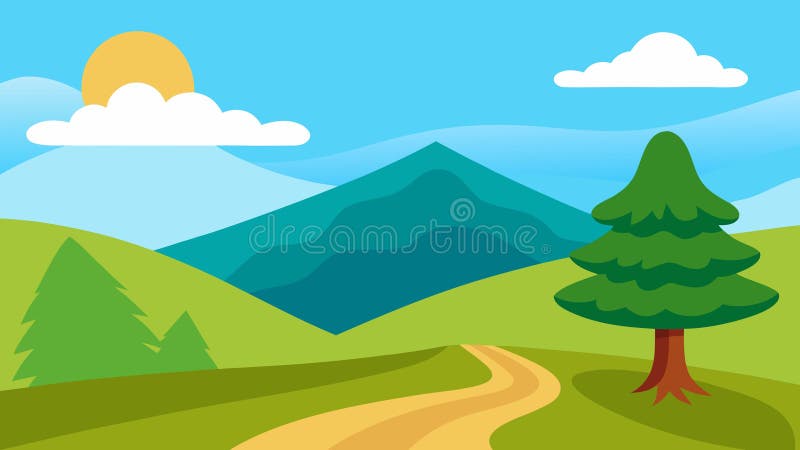 Simple Cute Cartoon Mountain Road Stock Illustrations – 214 Simple Cute ...