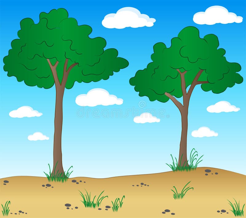 Cartoon Landscape with Trees Stock Vector - Illustration of garden ...