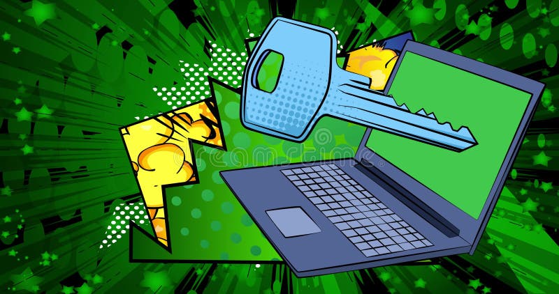 Cartoon Laptop, Comic Book Notebook with Key. Stock Video - Video of ...