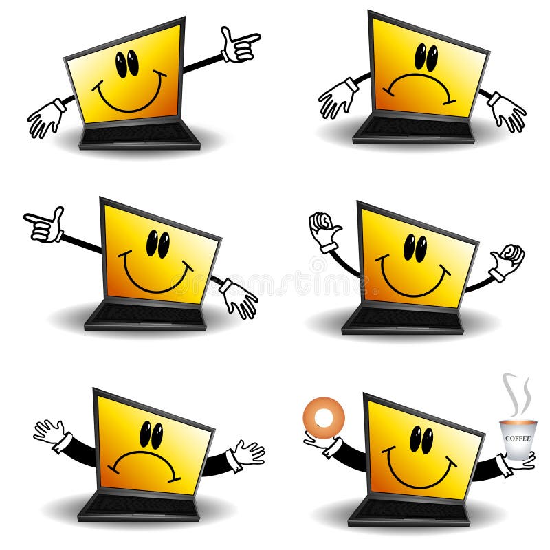 Cartoon Laptop Computers stock illustration. Illustration of computer ...