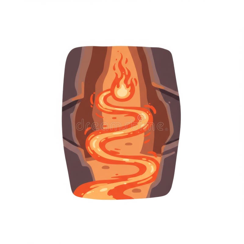Cartoon Lava Flowing Down a Canyon Cliff Pixel Art on White Background ...