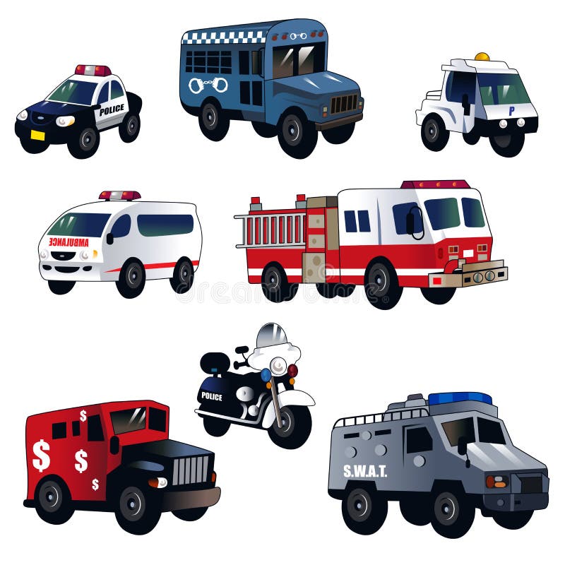 Cartoon Law Enforcement Cars Stock Vector - Illustration of parking ...