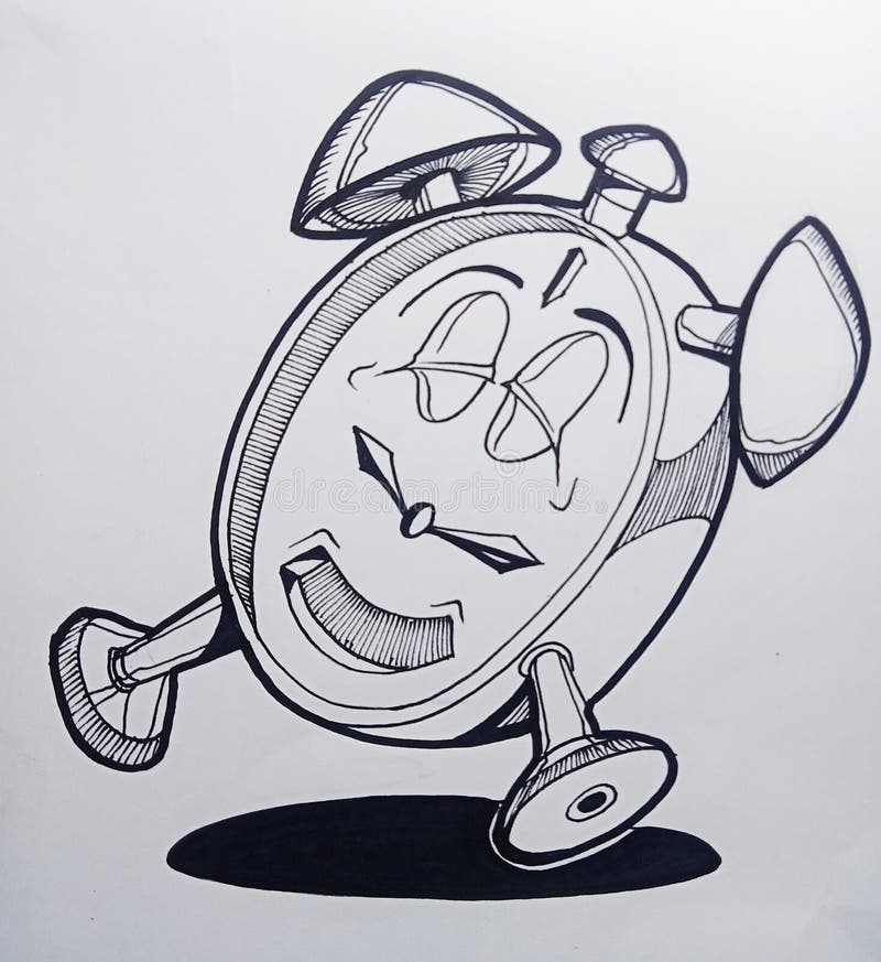 Cartoon lazy sleepy clock stock illustration. Illustration of cartoon ...