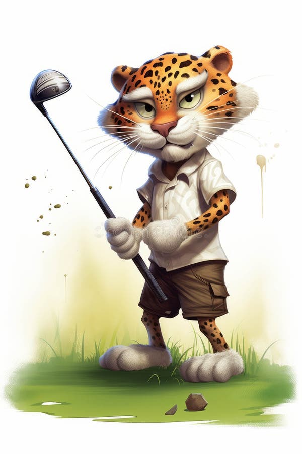 Cartoon Leapard Golfing Logo Stock Illustration - Illustration of ...