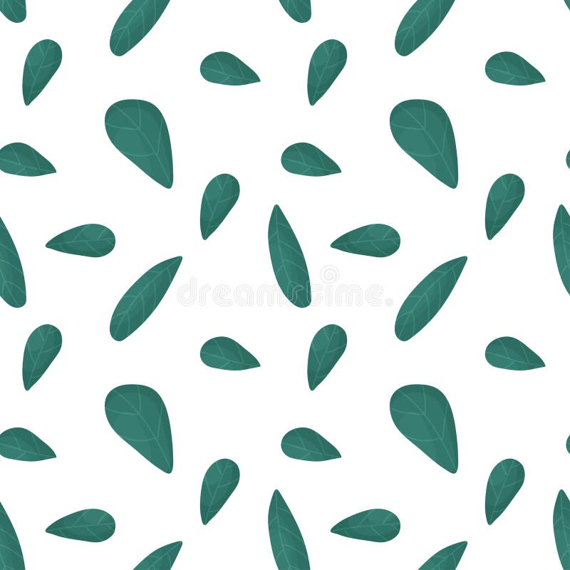 Cartoon Leaves Seamless Pattern on White Stock Vector - Illustration of ...