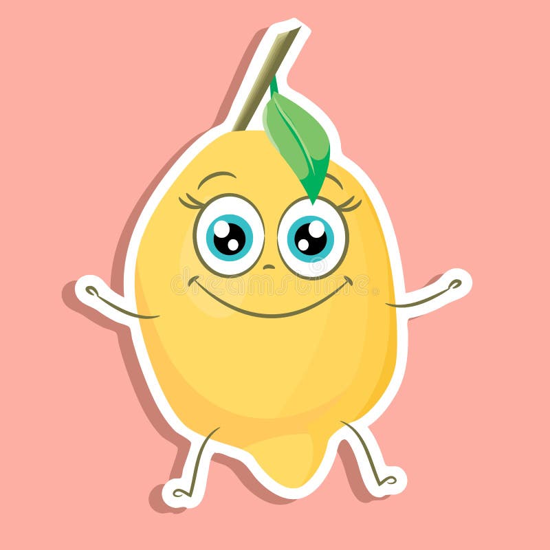 Cartoon Lemon Vector Image, Sticker of Cute Lemon, Stock Illustration ...