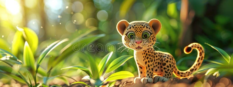 Cartoon Leopard 3d Nature Background Stock Illustration - Illustration ...