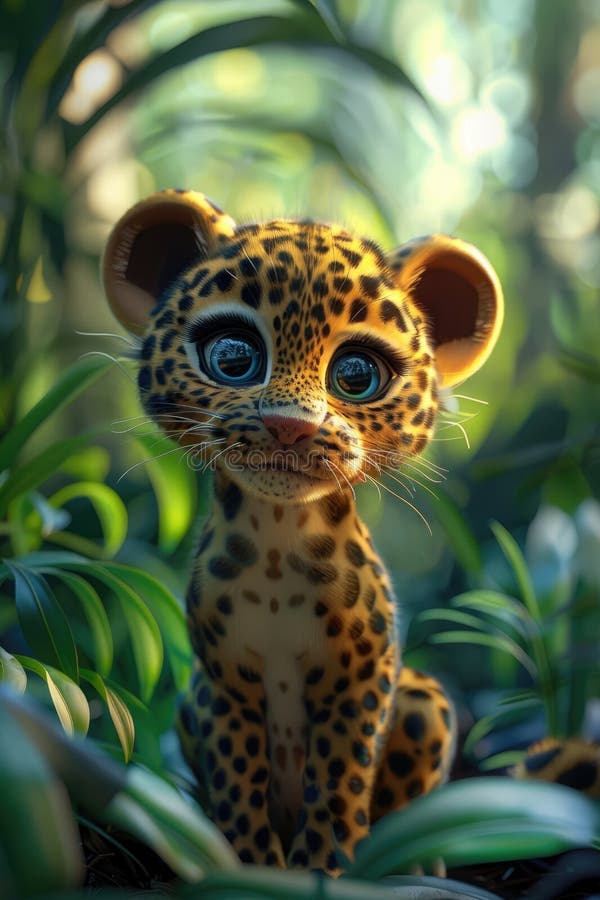 Cartoon Leopard 3d Nature Background Stock Illustration - Illustration ...