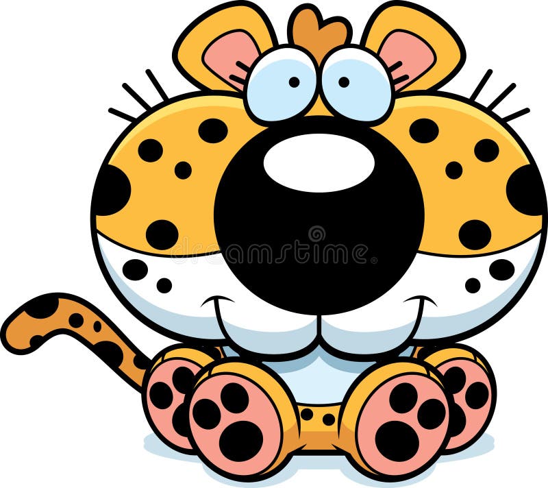 Leopard Sitting And Lying On Palm Leaves Vector Set. Stylized Funny ...