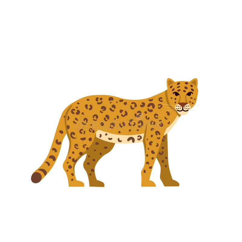 Cartoon Leopard on a White Background.Flat Cartoon Illustration for ...