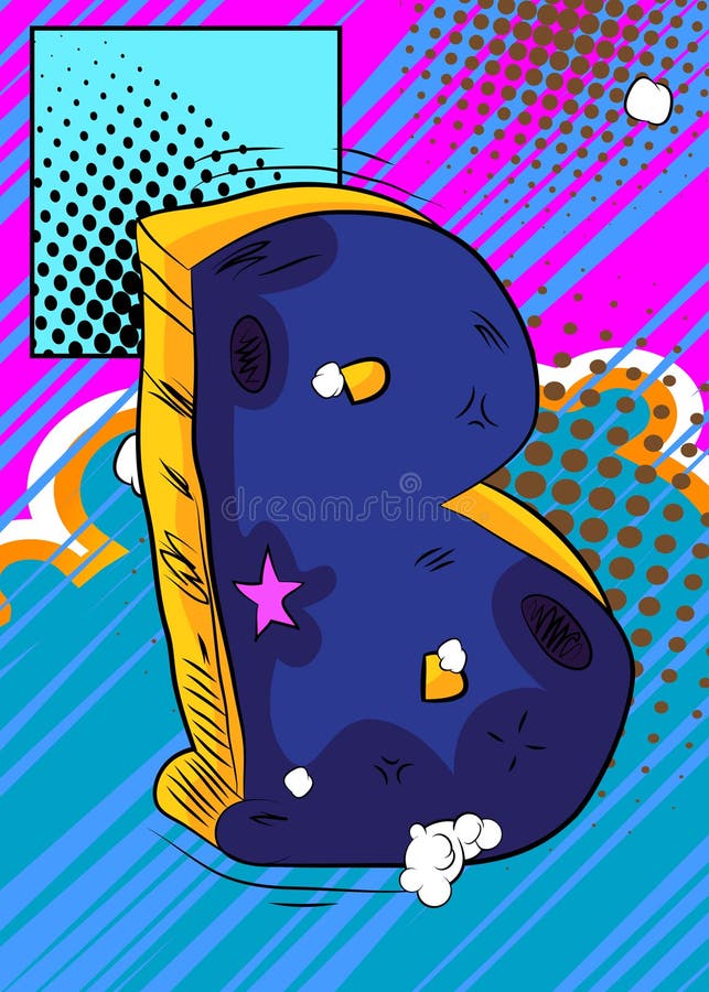 Cartoon Letter B, Comic Book Alphabet. Retro Vector Comics Pop Art ...