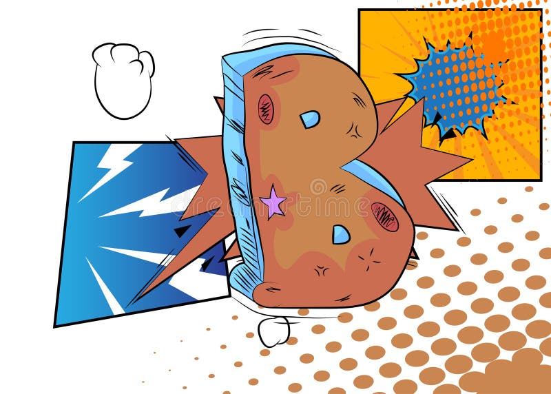 Cartoon Letter B, Comic Book Alphabet. Retro Vector Comics Pop Art ...