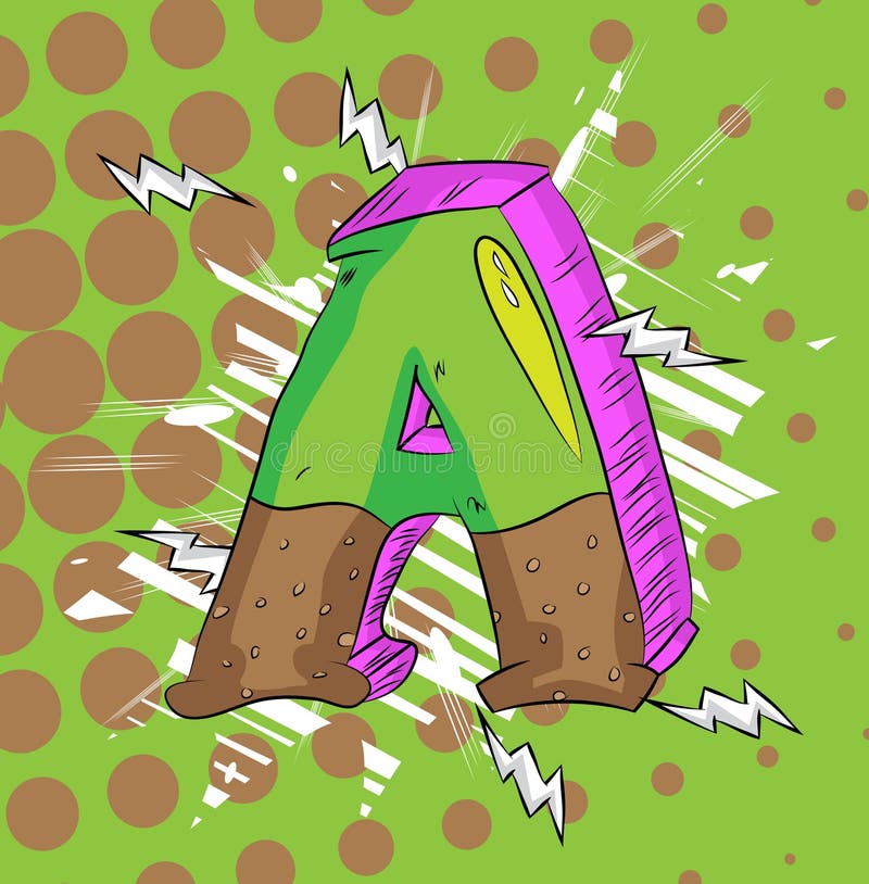 Cartoon Letter a, Comic Book Alphabet. Retro Vector Comics Pop Art ...