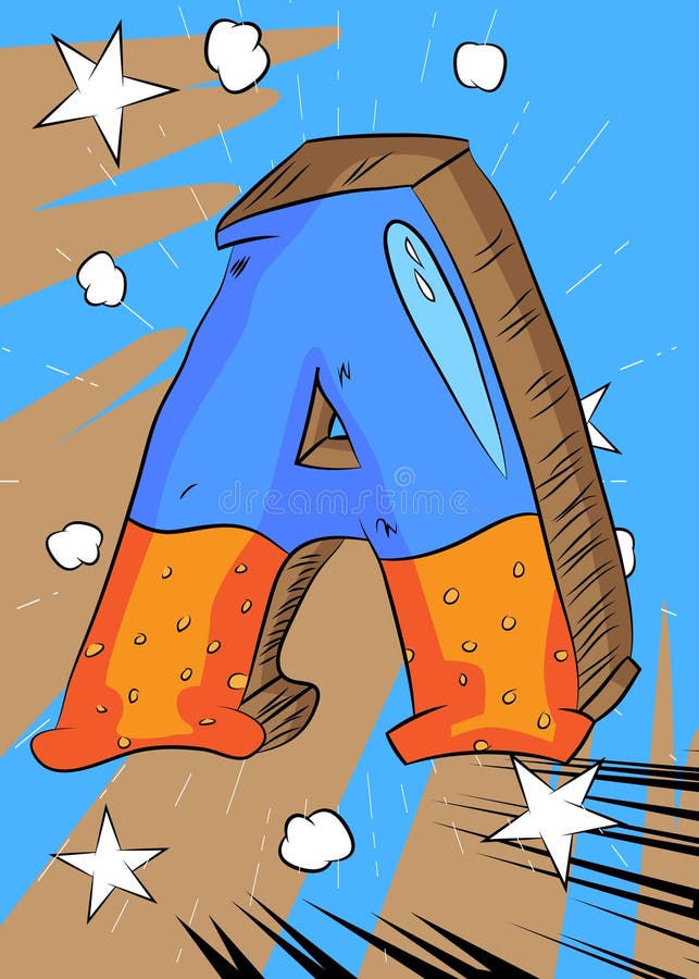 Cartoon Letter C, Comic Book Alphabet. Retro Vector Comics Pop Art ...