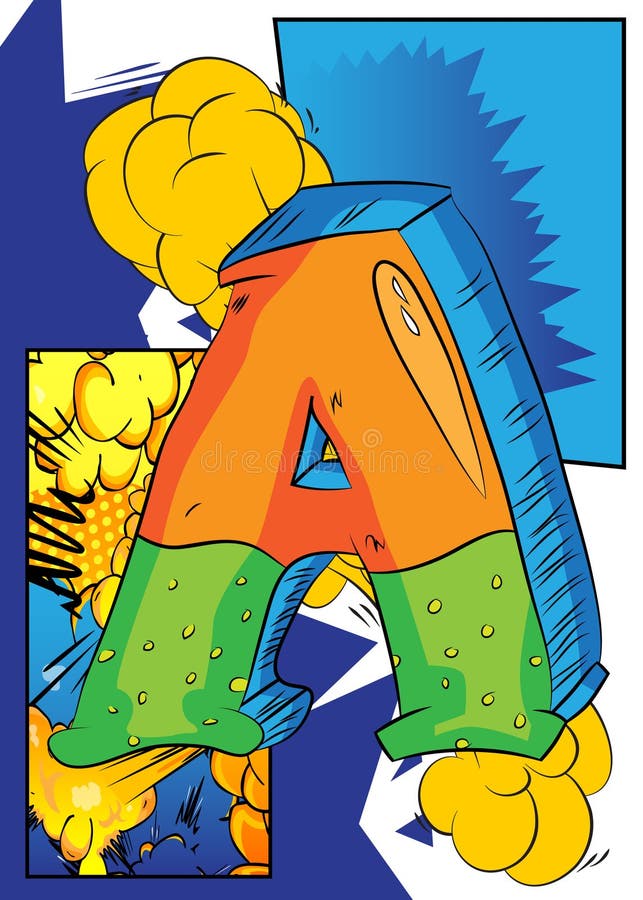 Cartoon Letter a, Comic Book Alphabet. Retro Vector Comics Pop Art ...