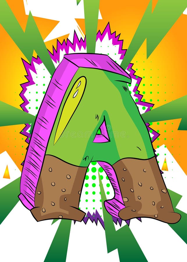 Cartoon Letter a, Comic Book Alphabet. Retro Vector Comics Pop Art ...