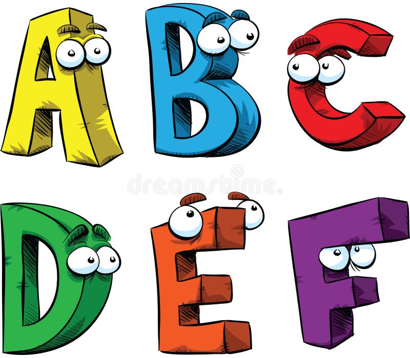 Cartoon Letters a-F stock illustration. Illustration of character ...