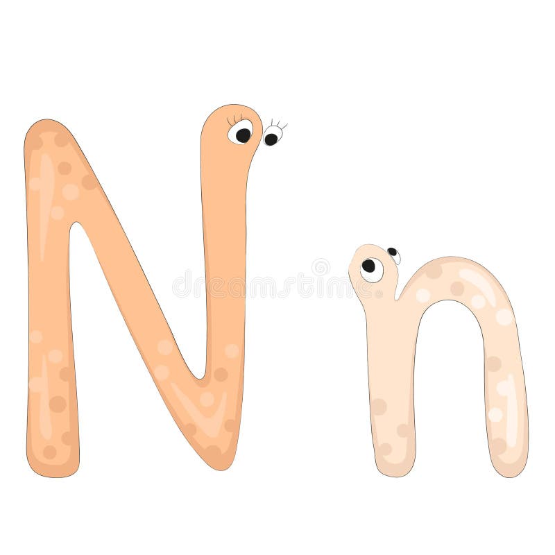 Cartoon Letters Nn in Color Stock Vector - Illustration of font ...