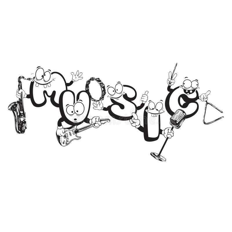 Cartoon letters word music stock vector. Illustration of music - 293745211