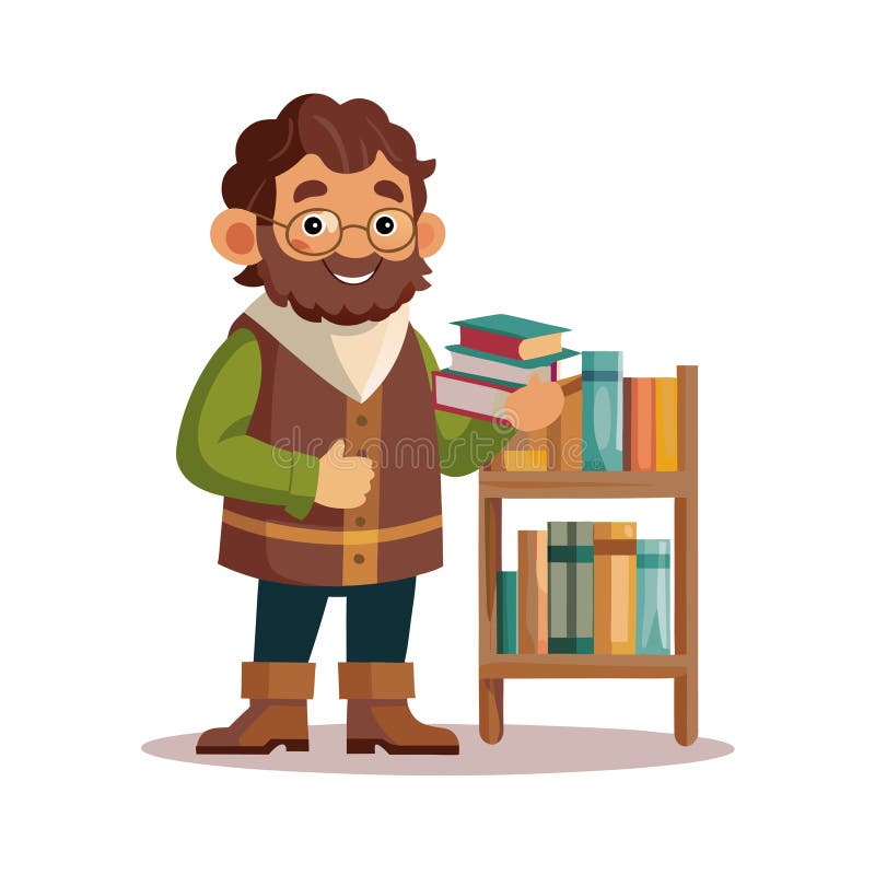 Happy Librarian Holding Stack Stock Illustrations – 22 Happy Librarian ...