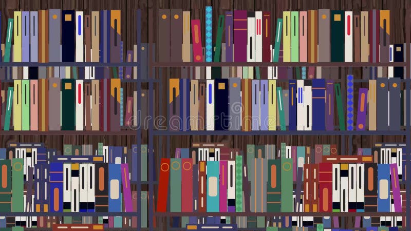 Cartoon Library with Book Shelves and Computers with Green Screen Stock ...