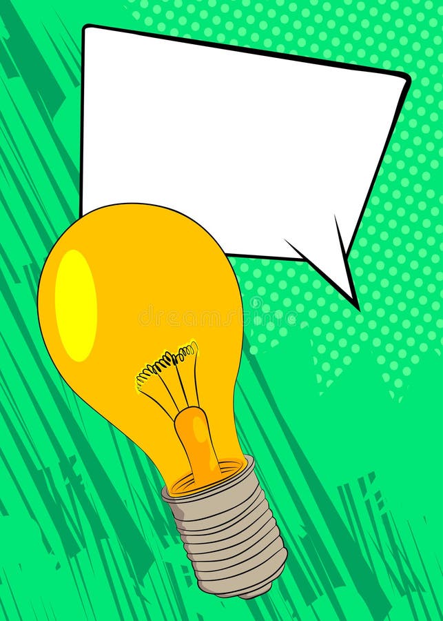 Cartoon Light Bulb with Blank Speech Bubble, Comic Book Ideas ...