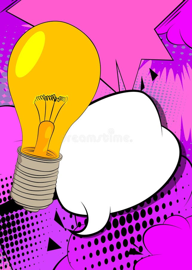 Cartoon Light Bulb with Blank Speech Bubble, Comic Book Ideas ...