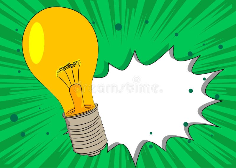 Cartoon Light Bulb with Blank Speech Bubble, Comic Book Ideas ...
