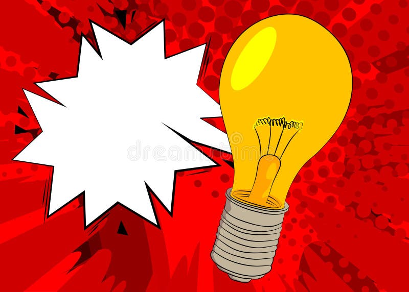 Cartoon Light Bulb with Blank Speech Bubble, Comic Book Ideas ...