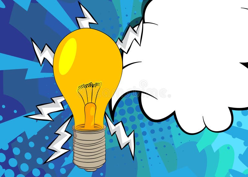 Cartoon Light Bulb with Blank Speech Bubble, Comic Book Ideas ...