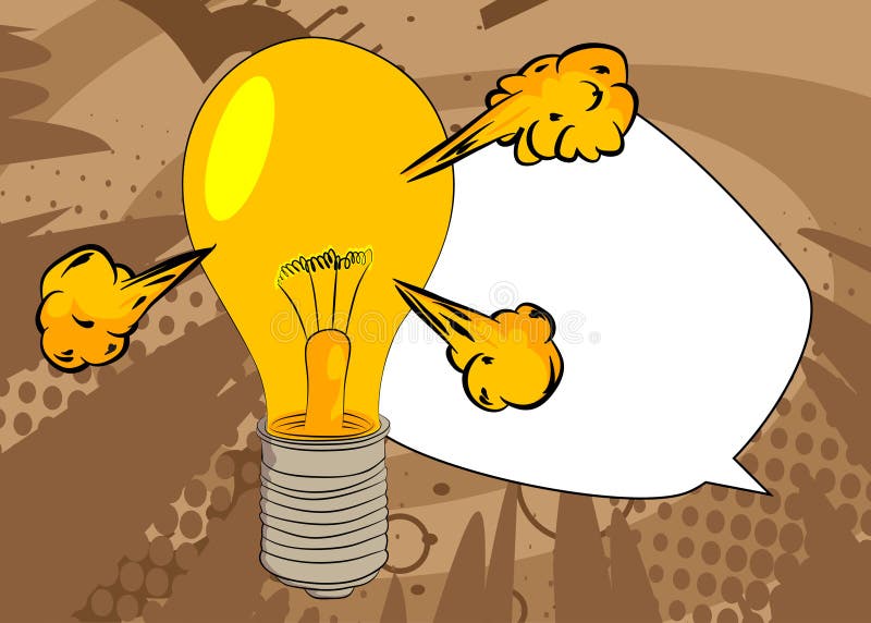 Cartoon Light Bulb with Blank Speech Bubble, Comic Book Ideas ...