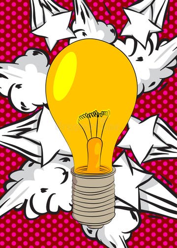 Cartoon Light Bulb, Comic Book Idea. Vintage Vector Comics, Pop Art ...
