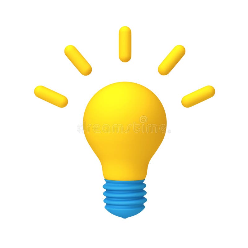 Cartoon Light Bulb Isolated on White. Clipping Path Included Stock ...