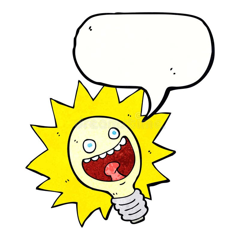 Cartoon Lightbulb with Speech Bubble Stock Illustration - Illustration ...