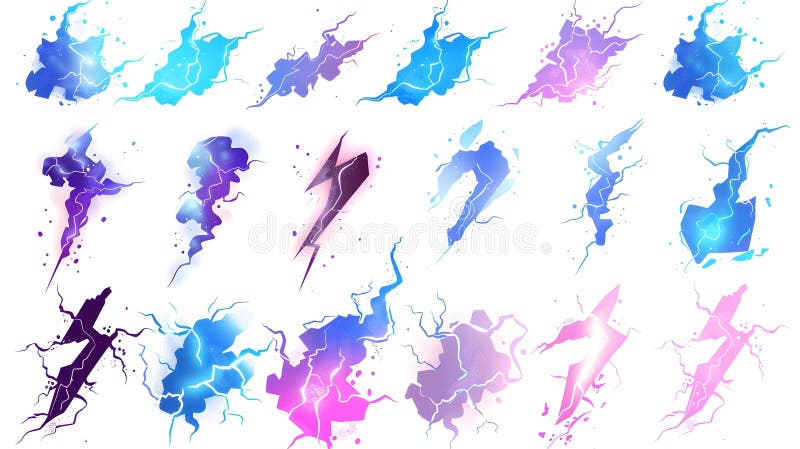 Cartoon Lightning Animation. Animated Frames of Electric Strike, Magic ...