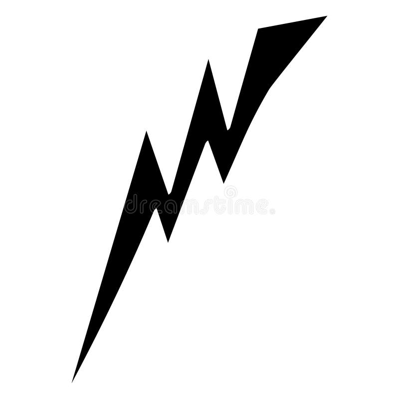 Cartoon Lightning Illustration. Black Thunderbolt in Comic Style Stock ...