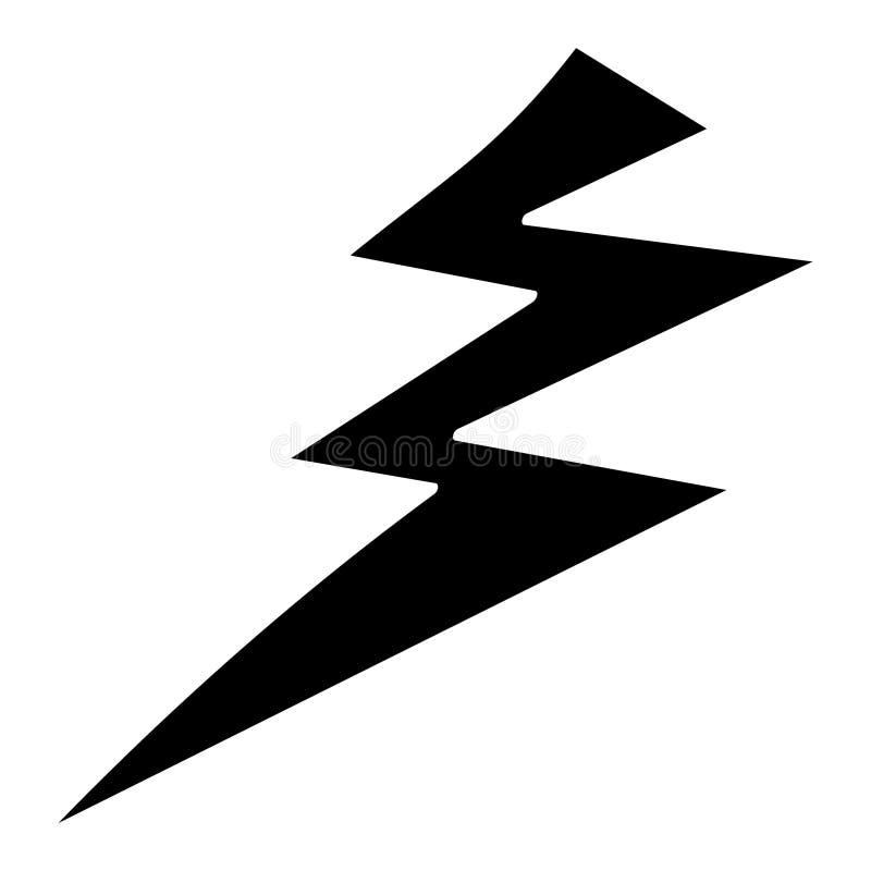 Cartoon Lightning Illustration. Black Thunderbolt in Comic Style Stock ...