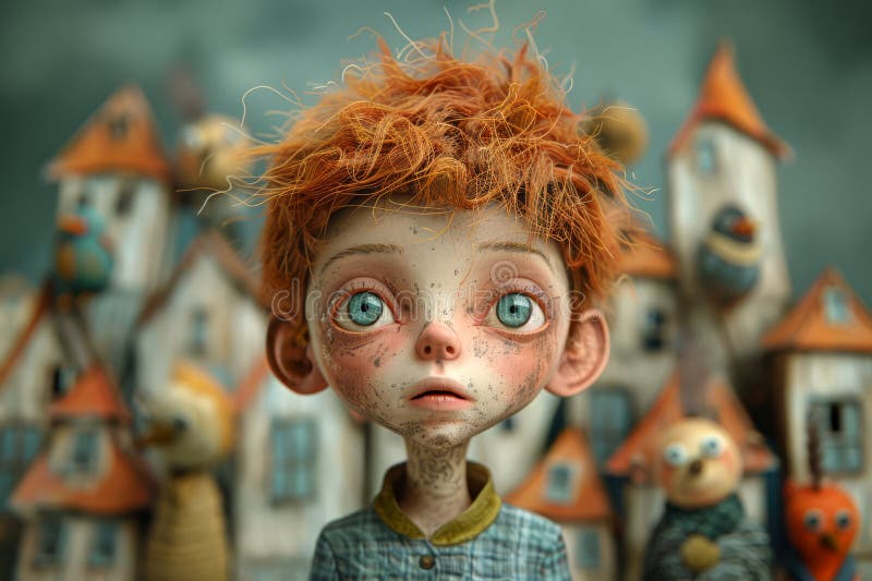 Cartoon Like Cute Boy Portrait Close Up Stock Illustration ...