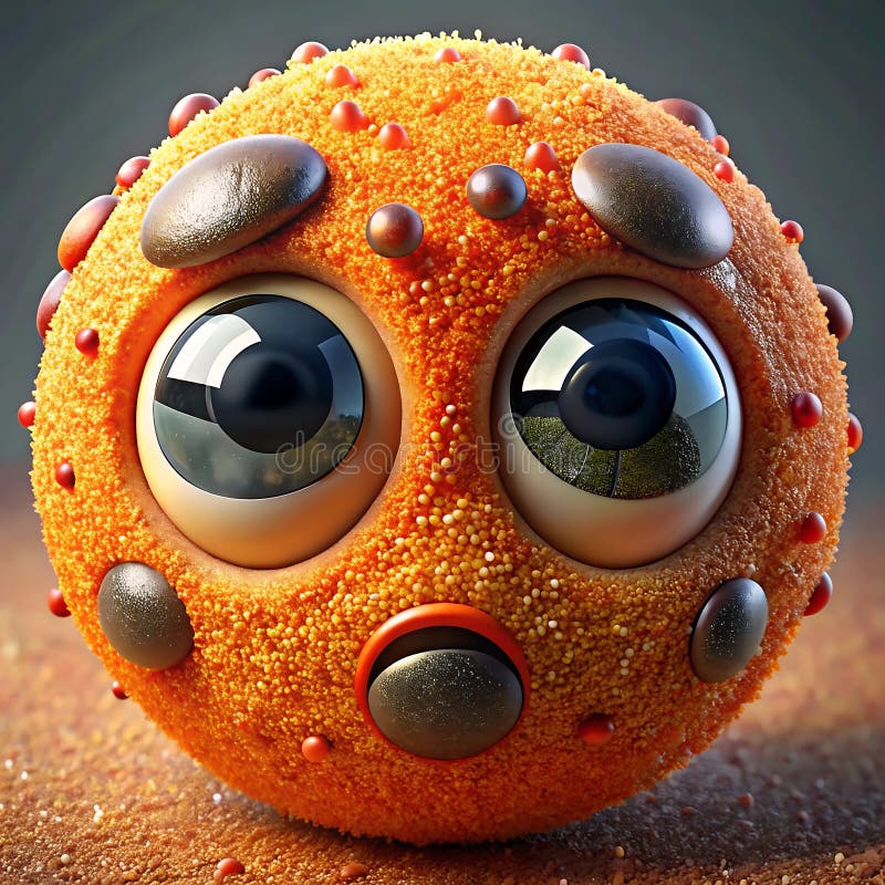 Close-Up of a Playful and Colorful Cartoon Sphere Character Focused ...
