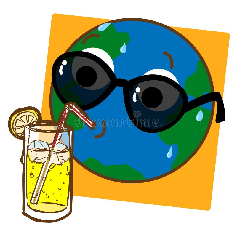 Planet Earth Drinking Lemonade Stock Vector - Illustration of juice ...