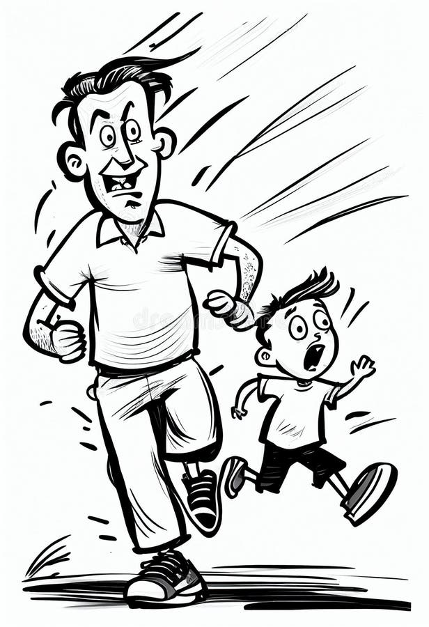 Father and Son Running Around. AI Generated Stock Image - Image of ...