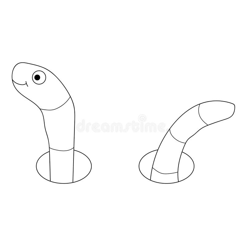 Cartoon Linear Doodle Retro Happy Worm Isolated Stock Vector ...