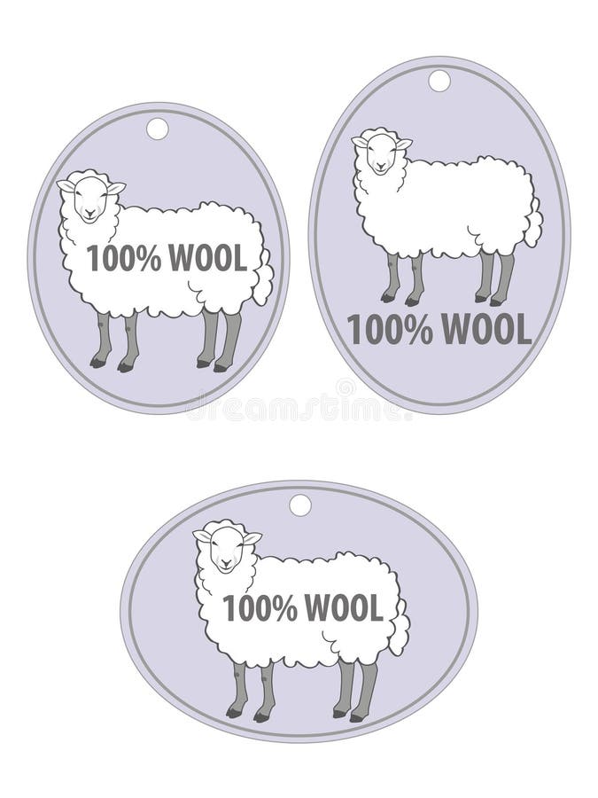 Cartoon Linear Sheep and Lettering of Words 100 WOOL Stock Vector ...