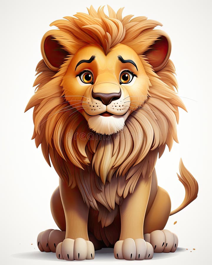 A Cartoon Lion Sitting Down with a Sad Look on His Face. Generative Ai ...