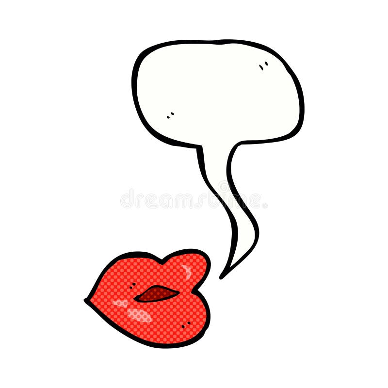 Cartoon Lips with Speech Bubble Stock Illustration - Illustration of ...