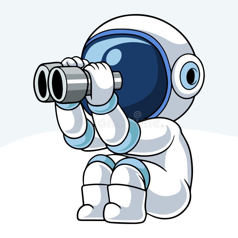 Cartoon Little Astronaut Looking through Space Stock Vector ...