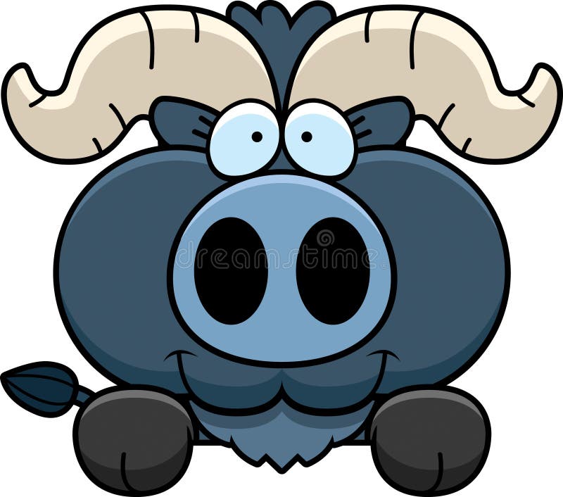 Cartoon Little Blue Ox Peeking Stock Vector - Illustration of smiling ...