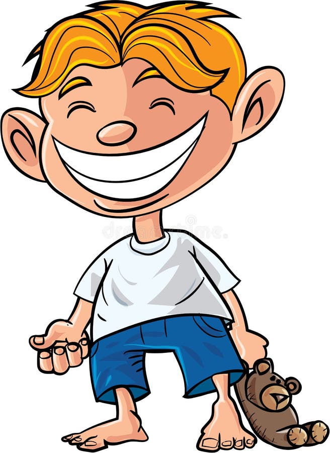 Cartoon Little Boy With A Teddy Bear Stock Illustration - Image: 48681041