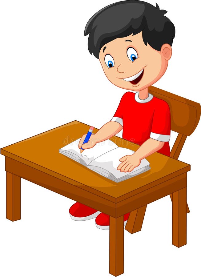 Cartoon little boy writing stock vector. Illustration of cute - 53892616