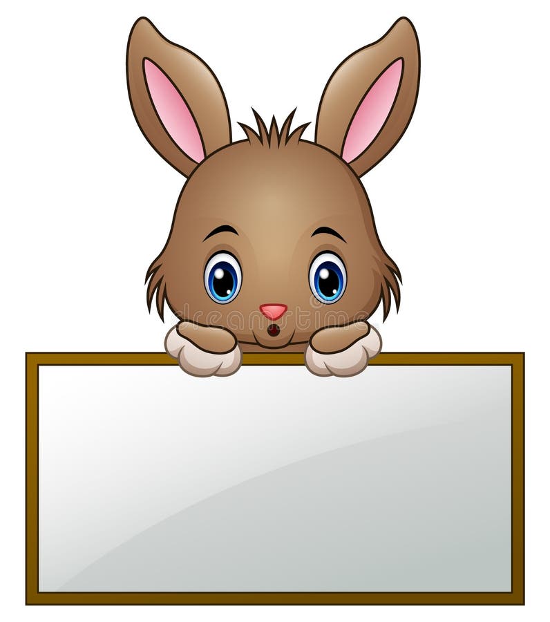 Cartoon Little Bunny Holding an Empty Sign Stock Vector - Illustration ...